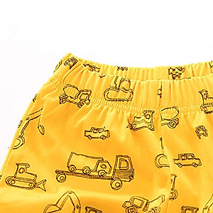 Popshion Boys Excavator Pajamas Summer Short Sets Toddler Pjs Cotton Jammies Truck Pj Clothes Kids Sleepwear 5t