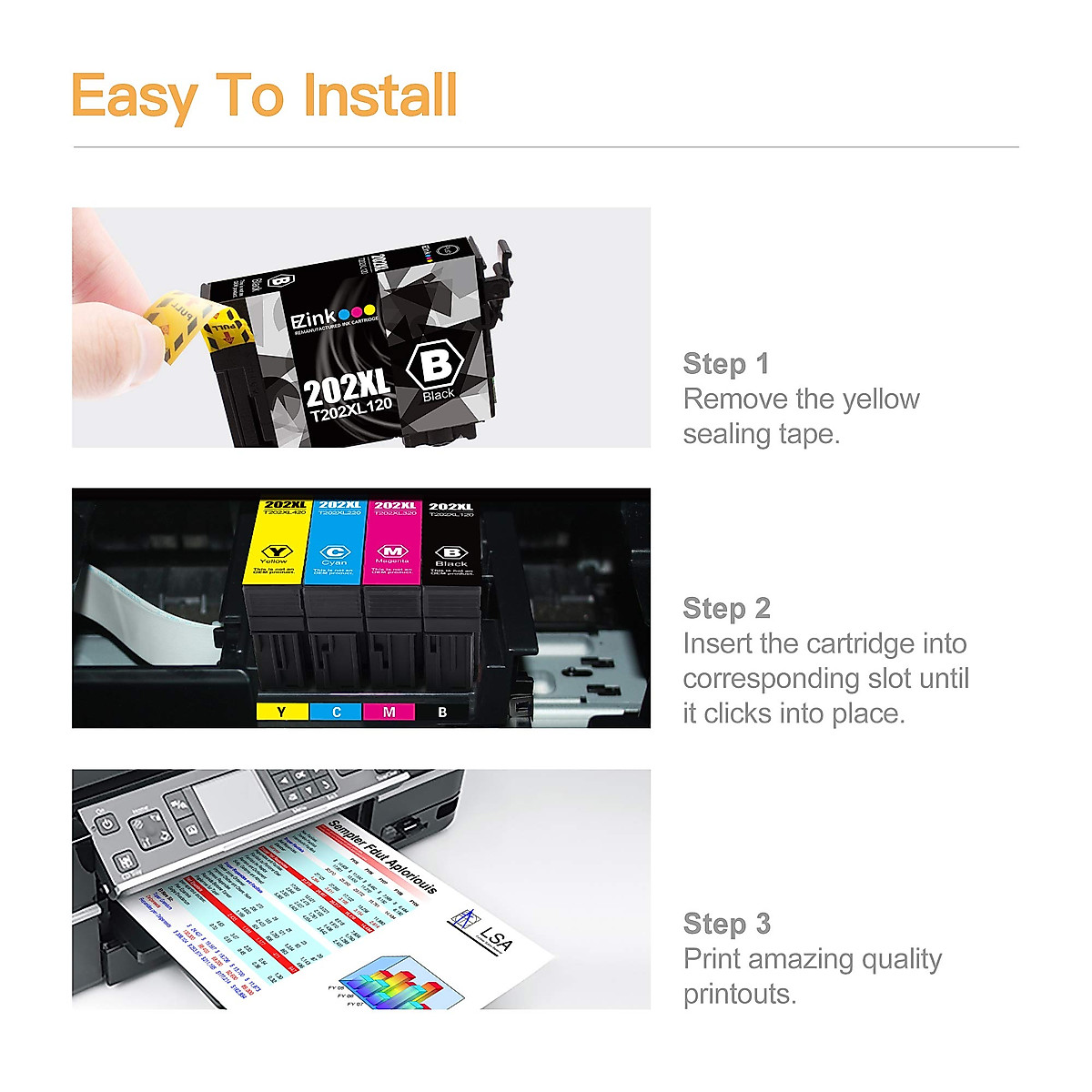 E-Z Ink (TM) Remanufactured Ink Cartridge Replacement for Epson 202XL 202 XL T202XL to use with Workforce WF-2860 Expression Home XP-5100 Printer New Upgraded Chips(Black,2 Pack)