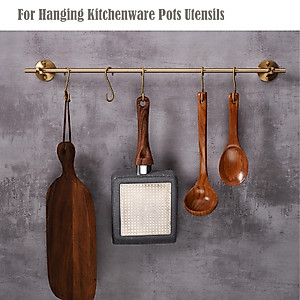 Solid Copper Brass S Hooks Pan Pot Holder Rack Hooks Hangers Round-End S Shaped Hooks for Hanging Coffee Mugs Kitchenware Pots Utensils Rail Jeans Pants Clothes Bags Closet Towels Plants Flower