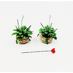 Taponukea Miniature Dollhouse Plants Dollhouse Furniture and Accessories Hanging Plant Pot Model 1 12 Scale (2 Pcs Plant Pots)