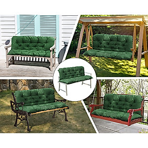 COSNUOSA Swing Replacement Cushions Waterproof Porch Swing Cushions 2-3 Seater Outdoor Swing Cushions for Outdoor Furniture Dark Green 60x40 Inches