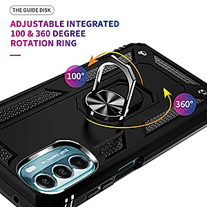 Dzxouui for Moto G 5G 2022 Case with Glass Screen Protector, Military Grade Shockproof Cover Full Body Protection Hard Phone Cases Built-in Magnetic Kickstand for Motorola G 5G 2022 - Black