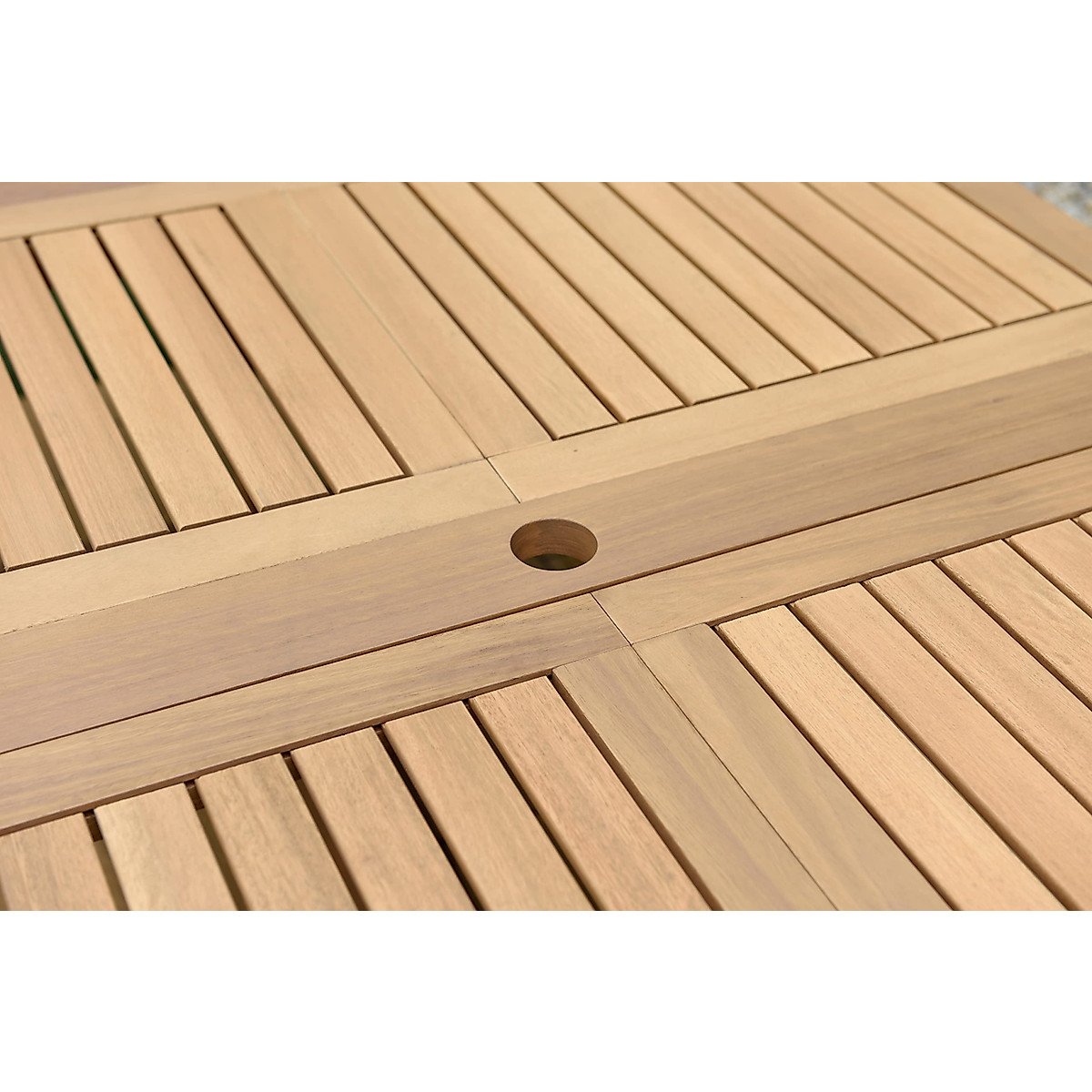 Amazonia Berlin Patio Dining Teak Finish and Ideal, 9-Piece Outdoor Furniture Set, Light Brown