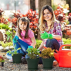 homenote Plant Pots,15 Pack 6 inch Flower Pots with Multiple Drainage Holes and Saucers,Plastic Planters for All Home Garden Flowers Succulents(Green)