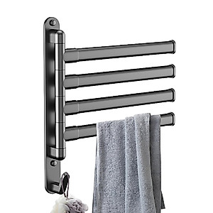 DUDOK Swivel Bathroom Towel Rack, Carbon Steel Towel Rack, Wall Mounted Towel Holder, Bath Towel Holder for Bathroom Wall, Towel Hanger for Bathroom, Kitchen, Waterproof, Rustproof, Space Saving Wall