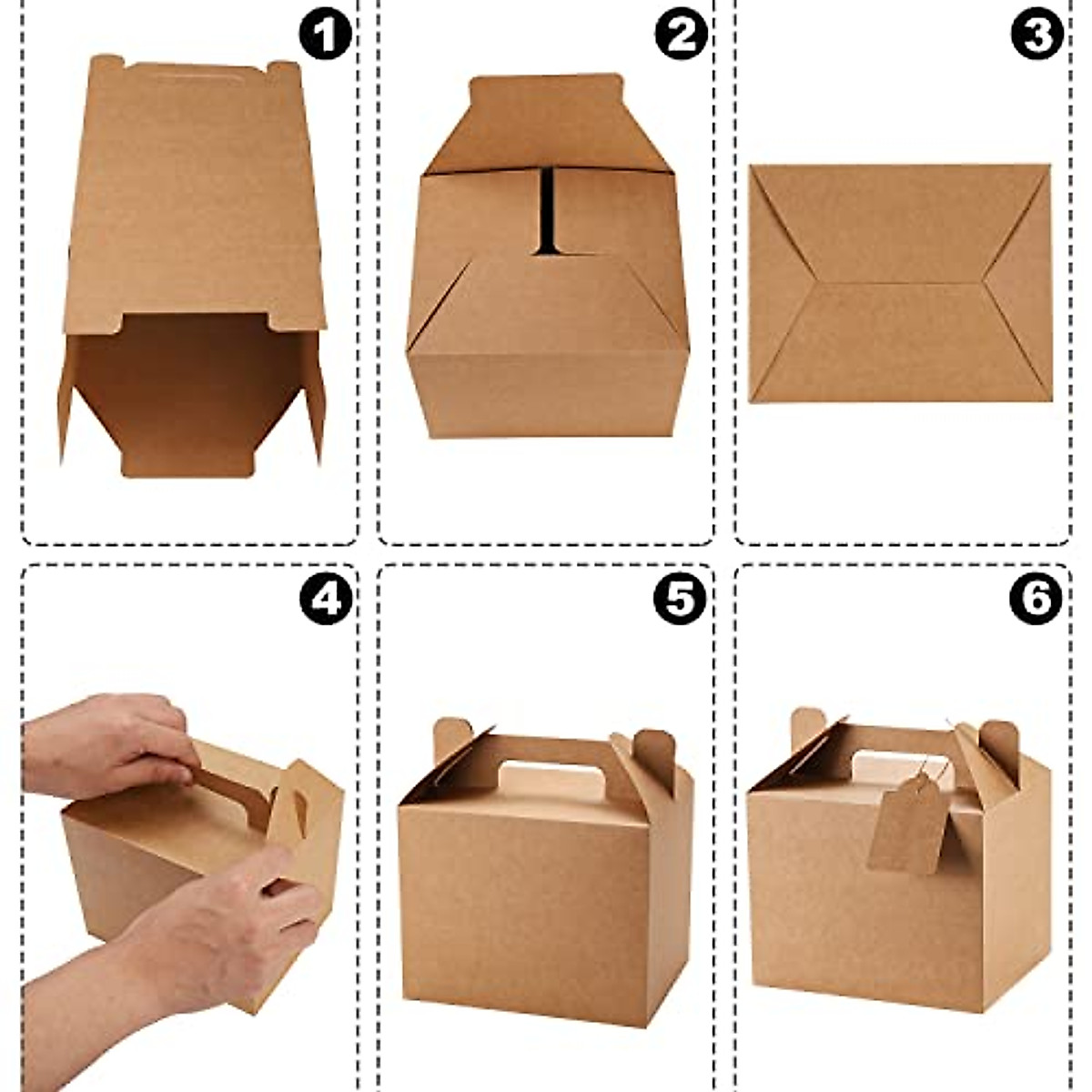 Frantis Brown Gable Boxes 12 Pack 7 x 5.5 x 5.5 Inches with Rope and Tag Party Favor Boxes for Birthday Party Wedding Treat Boxes …