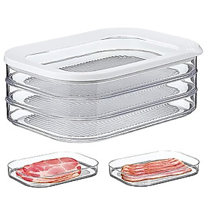 Deli Meat Container for Fridge, 2024 New Bacon Lunch Meat Container for Refrigerator, Meal Prep Containers, Stackable Food Storage Boxes with Lid for Cold Cuts,Salami,Deli,Lunch Meat,BPA Free,18.6oz
