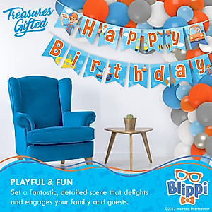 Treasures Gifted Officially Licensed Blippi Birthday Banner Vehicle - Blippi Happy Birthday Banner - Blippi Birthday Party Supplies - Blippi Party Decorations - Blippi Banner - Blippi Party Supplies