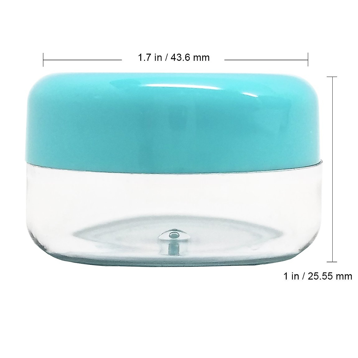 Beauticom Teal Color 15 gram/15ml/ 0.5oz. (Quantity: 6 Pieces) Empty Clear Round Travel Container Jars with Lids for Make Up Powders, Eyeshadow Pigments, Creams, Lip Balm, Lip Gloss, Samples