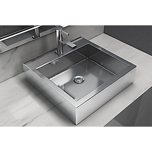 Cantrio MS-005 Above Mount Bathroom Sink, 17.62 x 17.62-Inch