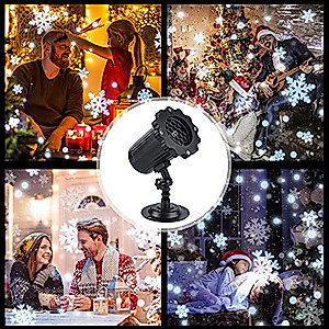 Christmas Snowflake Projector Lights with Remote Super Wide Area Christmas Projector Lights Outdoor Waterproof Adjustable Decorative Lighting for Halloween Holiday Birthday Wedding Party