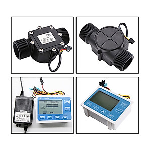 DN32 Digital Display Flow Quantitative Controller Water Flow Sensor Use to Control and Display Liquid Flow (Size : US Plug)