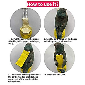 HEZHUO Parrot Bird Diapers, Birds Flight Suit, Parrot Clothes, Pet Animal Costumes, Bird Clothes, Cockatiel Bird Diaper, Pet Bird Diapers, Parrot Flight Suit, Bird Parrot Clothes (Yellow, M)