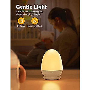 JolyWell Night Lights for Kids with Stable Charging Pad, Touch Control&Timer Setting, ABS+PC Baby Egg Lamp for Breastfeeding，Pink
