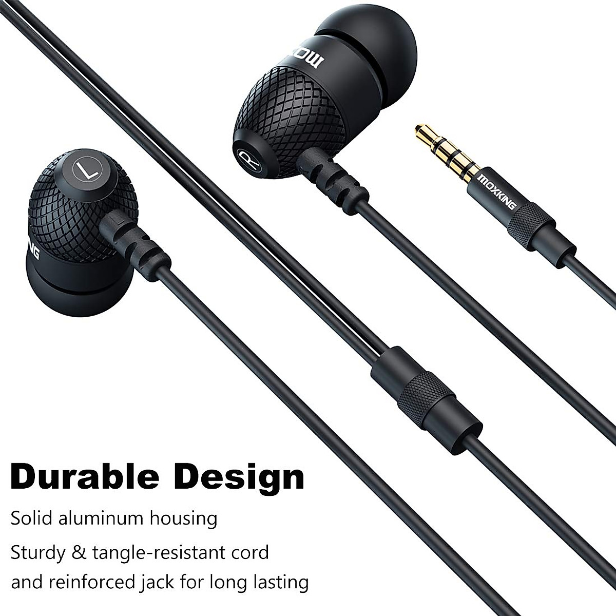 Joymiso Earbuds Headphones with 12Ft Extra Long Cord Length & Long Cord Durable Metal Earphones Earbuds Bundle, with Mic and Volume Control, for Cell Phones Computer Laptop TV, Deep Bass Clear Sound