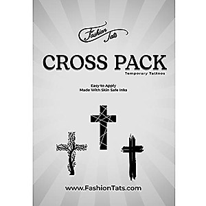 FashionTats Modern Cross Temporary Tattoos | 9-Pack | Skin Safe | MADE IN THE USA | Removable