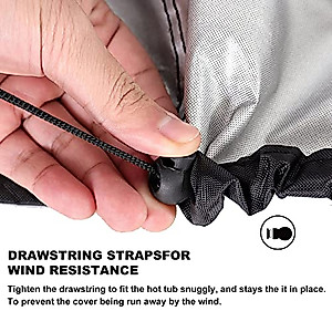 Outdoor Square Hot Tub Cover 210D Oxford Fabric Waterproof Dustproof Anti-UV Garden SPA Bath Pool Cover Multiple Sizes to Choice,Black,218x218x30cm