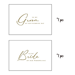 PartyGifts&beyond 2 Pcs To My Groom and To My Bride On Our Wedding Day Card Couples Wedding Cards for Bride and Groom Gifts(GB)