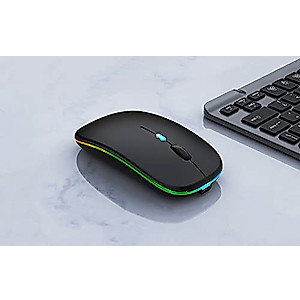 Wireless Bluetooth Mouse,LED Rechargeable Slim Silent Laptop Mouse,Portable(BT5.2+USB Receiver)Dual Mode Computer Mice,Quick Precise Responsiveness Control Laptop,Desktop Computer,Tablet,phone.(Black)