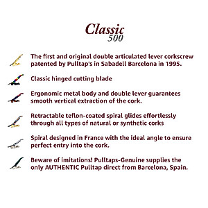 Pulltap's Genuine Classic 500 Corkscrew Wine Key Bottle Opener (Black/Black)