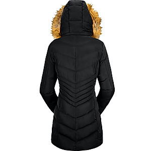 Szory Women's Down Jacket Winter Long Puffer Parka Coat with Removable Fur Hood (Black,Medium)