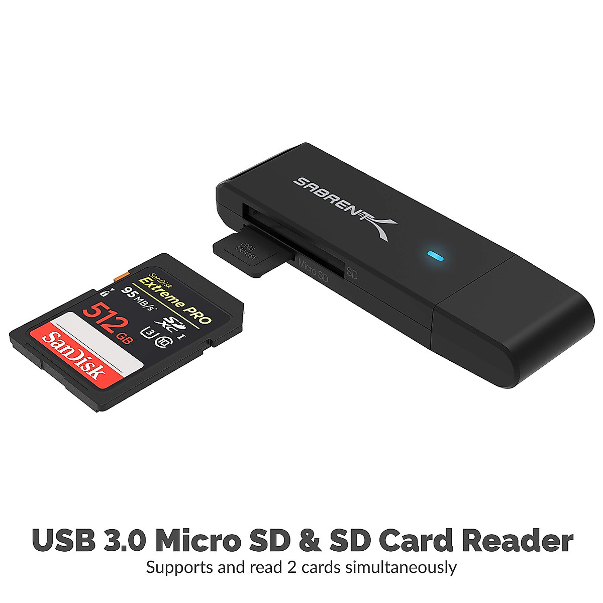 Sabrent Premium 3-Port Aluminum Mini USB 3.0 Hub + USB 3.0 Micro SD and SD Card Reader