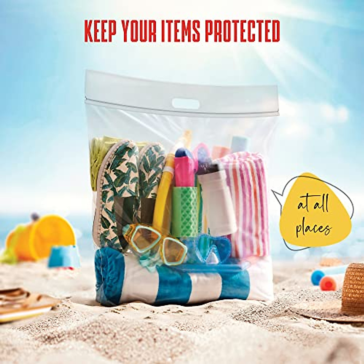 [ 10 COUNT ] Jumbo Zipper Top Storage Bags With Carry Handles - X-Large 8 Gallon Jumbo Size Clear Heavy Duty Super Thick 4 Mil. Plastic - For Moving, Traveling, Storage, Organization & Clothing