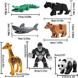 Idea City Animals Building Blocks Bricks Set Mini Zoo Figures Model Crocodile Panda Shark Various Educational Gift Toys 100% Compatible(14PCS)
