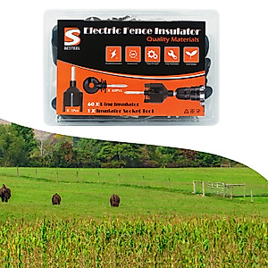 60 Pcs Black Electric Fence Insulator Screw-in Insulator Fence Ring Post Wood Post Insulator and 1 Pc Free Insulator Socket Tool