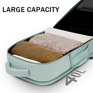 MATEIN Carry on Backpack for Women, 40L Large Travel Laptop Backpacks with USB Charge Port, Airline Approved Water Resistant Luggage College Weekender Overnight Bag Fits 17.3 Inch Notebook, Light Blue