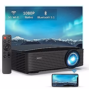 NexiGo PJ20 Outdoor Projector, 350 ANSI Lumens, Movie Projector with WiFi and Bluetooth, Native 1080P, Dolby_Audio Sound Support, Compatible w/TV Stick,iOS,Android,Laptop,Console