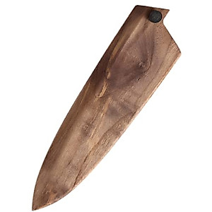 Aibote Handmade Natural Black Walnut Wood Japanese Gyuto Chef Knives Sheath Magnetic Knife Case Holder Protector Wooden Cover (A,7 inch)