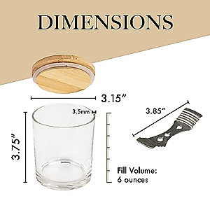 CANDECOR 8 Pack 10oz Clear Glass Candle Jars Kit - Complete Set with Bamboo Lids, Sticky Warning Labels, Customized Boxes, Wick & Holder - Ideal for DIY Candle Making - Dishwasher Safe