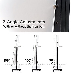 LAVIEVERT LED Mirror Jewelry Cabinet with 4 Wheels, 47.2" Full Length Mirror with 3 Color Lights, Lockable Jewelry Armoire with Built-in Mirror, Bottom Shelf, 3 Adjustable Angles & Height - White