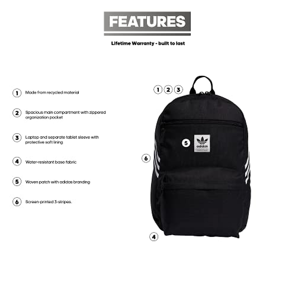 adidas Originals National SST Backpack, Black, One Size