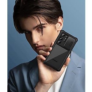 Caka for Galaxy S23 Ultra Case with Slide Camera Lens Cover Military Grade Drop Proof Protection Rugged Protective Clear Phone Case Cover for Samsung Galaxy S23 Ultra 6.8 inch 2023, Black