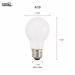 SYLVANIA LED TruWave Natural Series A19 Light Bulb, 60W Equivalent, Efficient 13W, Dimmable, 800 Lumens, Frosted 5000K, Daylight (Pack of 16)
