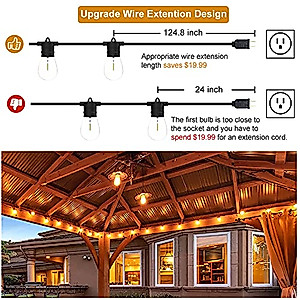 ZOTOYI Outdoor String Lights Patio Light 100 ft, LED Dimmable Lighting S14 LED Outdoor Lights with 30+2 Plastic Bulbs, Waterproof for Outside Cafe Balcony Backyard Bistro Garden Patio Porch