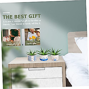 Asakkura 8pcs Flower Pencil Blue Balcony Porcelain Succulent Mini Pots Style Home Planter Succulents Small Desktop Ceramic Office Bonsai Painted Pot Decorative Cactus Desk Hand Container