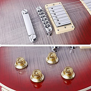 Leo Jaymz 39” Electric Guitar Single Cut Series - Mahogany Body and Neck - Curved top Exquisite Flame Maple Veneer (RedBurst)