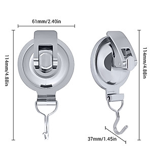 YSSILADI Suction Cup Hooks Heavy Duty Vacuum Suction Shower Hooks Glass Suction Cup Hooks Bathroom Robe Hooks Reusable, No Hole Punched, for Garland Decoration (4 PACK, Round Silver)