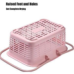 ALINK Plastic Shower Caddy Basket with Handle, Portable Organizer Storage Basket for College Dorm, Bathroom, Kitchen - Pink