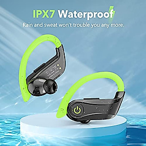 Wireless Earbuds Bluetooth Headphones,Vanzon IPX7 Waterproof Over Ear Earphones for 48Hrs Play Back Sport Earphones,with LED Charging Case&Earhooks Built-in Mic Headset Workout, Green