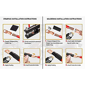TKDMR 10pcs 1/0 AWG-3/8" Battery Lugs,Heavy Duty Wire Lugs,Ring Terminals,Battery Cable Ends,0 Guage terminals,Battery Terminal Connectors with 10pcs 3:1 Heat Shrink Tubing
