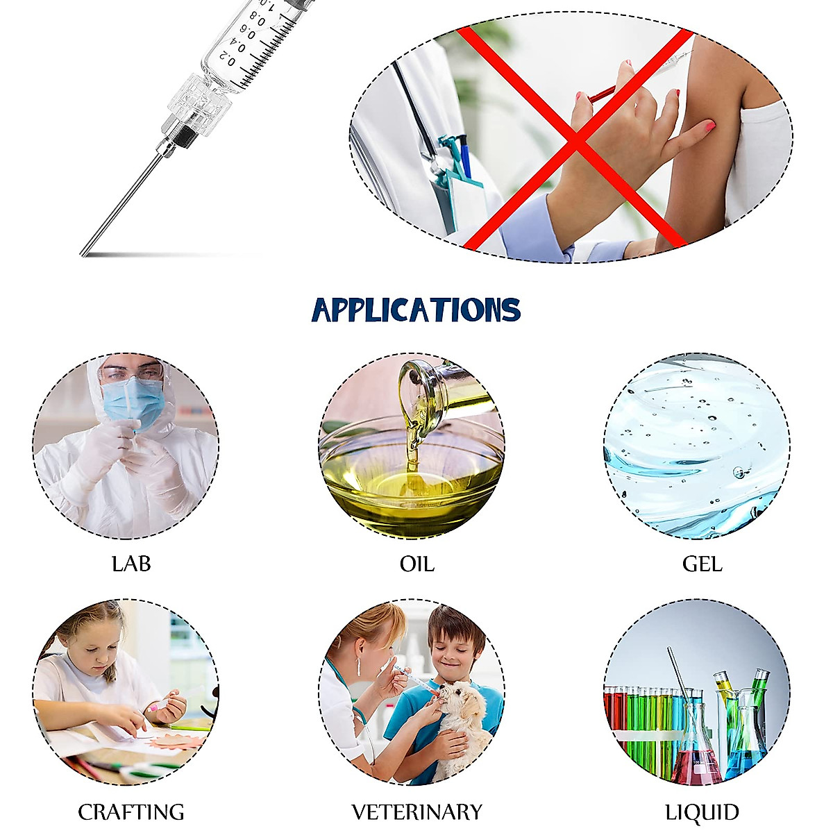 Nuanchu 24 Pieces Borosilicate Glass Syringes Set Include 12 Pieces 1 ml Borosilicate Glass Syringe Lock and 12 Pieces Stainless Steel Lock Dispensing Needle for Thick Liquids, Ink Use