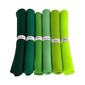 FabricLA Craft Felt Rolls 6 Pieces - 12" X 18" Inches Assorted Color Non-Woven Soft Felt Material - Acrylic Felt Roll for DIY Craftwork, Sewing and Patchwork - Shade of Greens