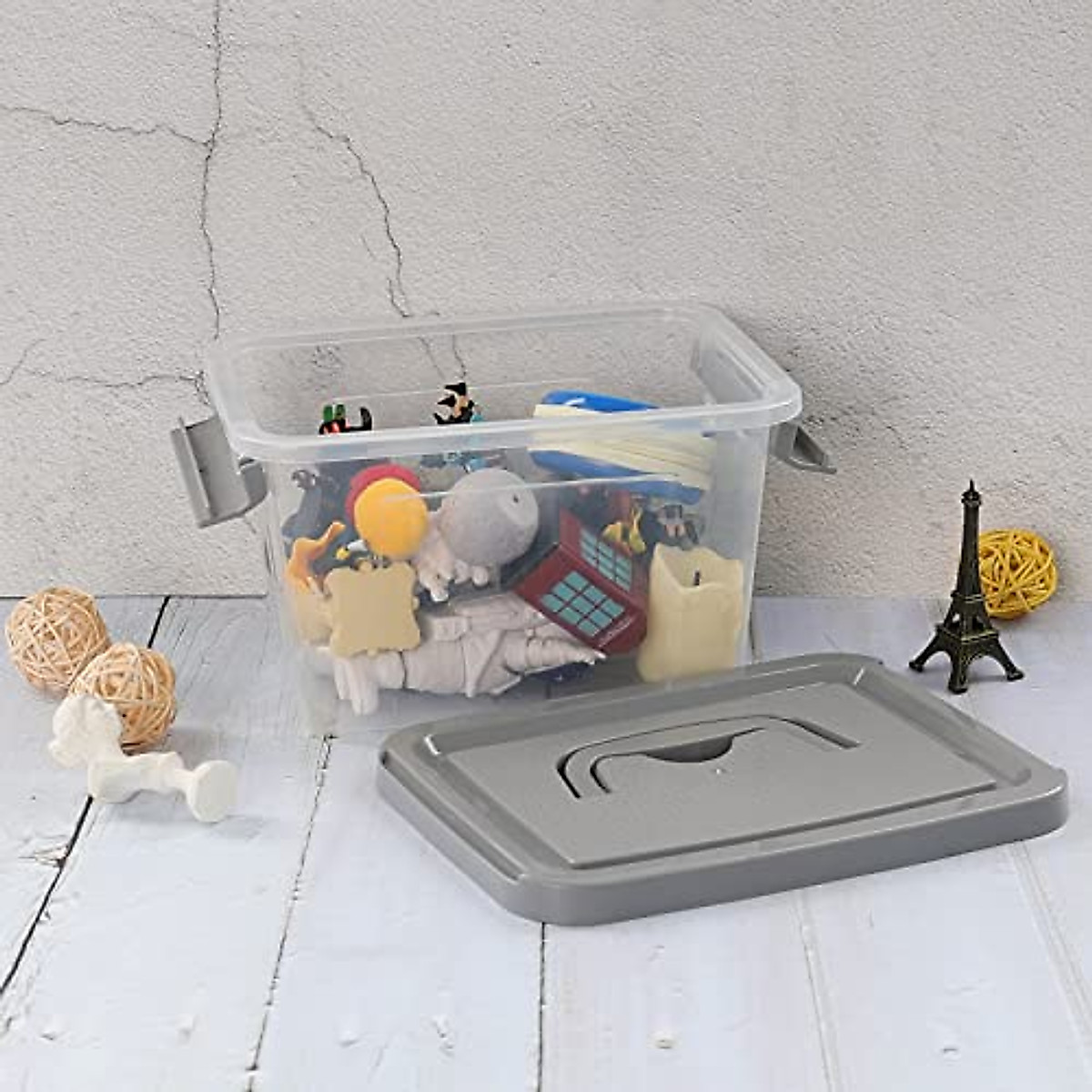 Ggbin 3.5 Quart Latch Storage Box, 4 Packs, Small Plastic Bin with Lid, F