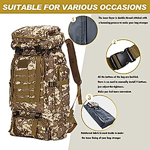 75 liters camping trekking military tactical backpack travel backpack hunting backpack (classic desert)