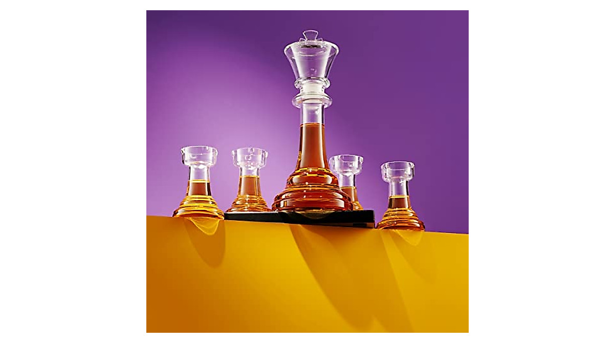 Godinger Chess Whiskey Decanter Set - Stylish Drinkware