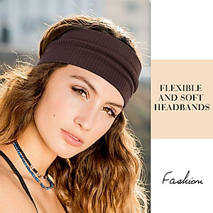 Headbands for Women Wide Non Slip Boho Head Bands Soft Elastic Thick Hairbands Fashion Workout Yoga Hair Accessories, 6 Pack